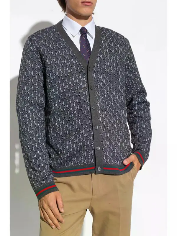 Gucci Gg Monogram Wool-silk Cardigan