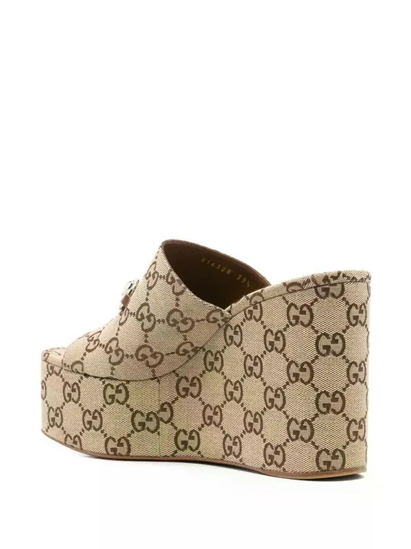 Gucci Horsebit Detail High Wedge Sandals