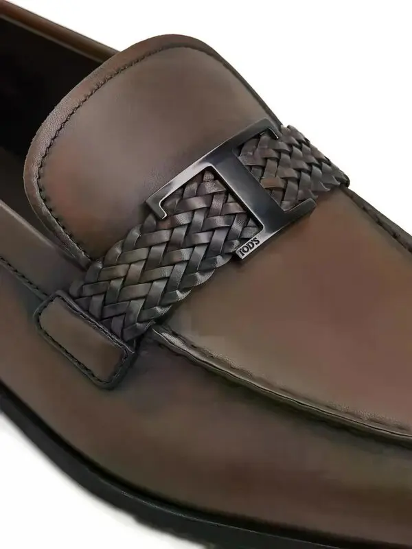TOD'S Braided-buckle T-logo Loafers