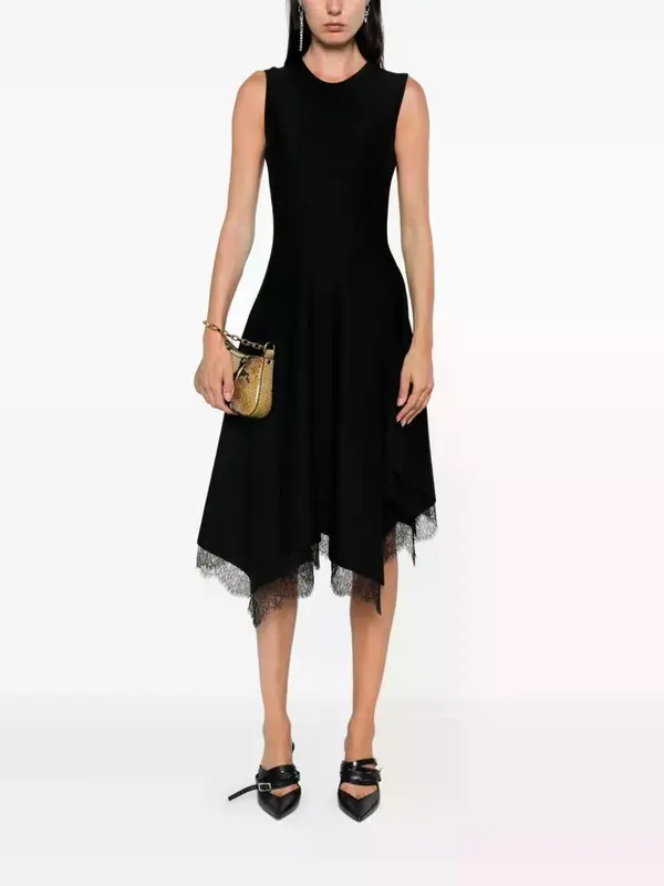Alexander McQueen Lace-trimmed Sleeveless Midi Dress - Black