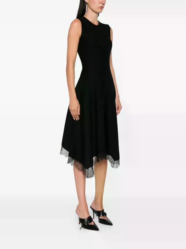 Alexander McQueen Lace-trimmed Sleeveless Midi Dress - Black