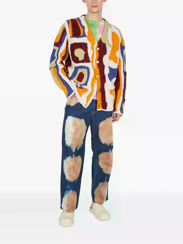 THE ELDER STATESMAN Abstract Pattern Cashmere-silk Cardigan