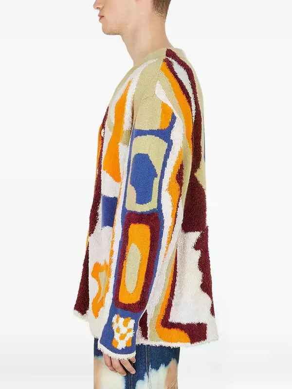 THE ELDER STATESMAN Abstract Pattern Cashmere-silk Cardigan