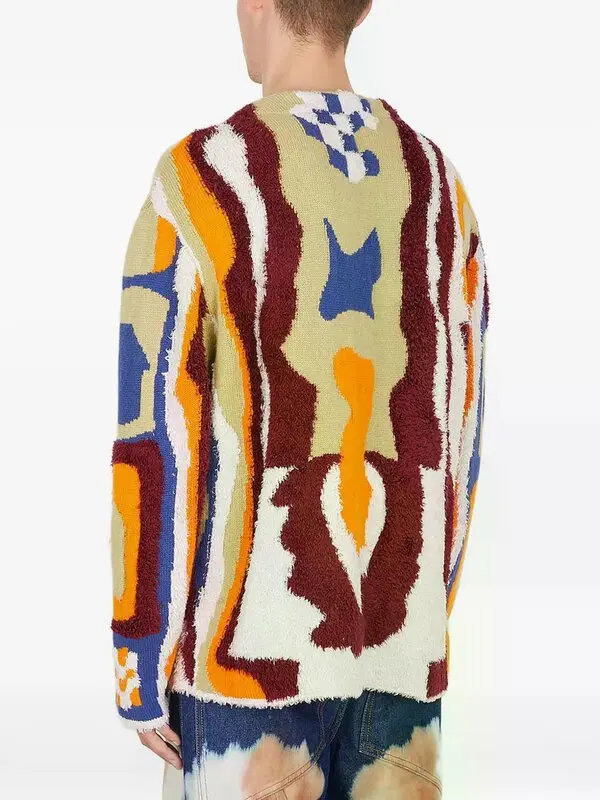 THE ELDER STATESMAN Abstract Pattern Cashmere-silk Cardigan