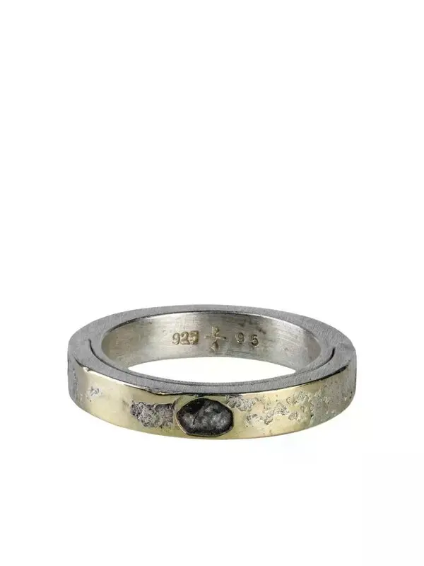PARTS OF FOUR 18k Yellow Gold Sistema Diamond Slab Ring - Silver