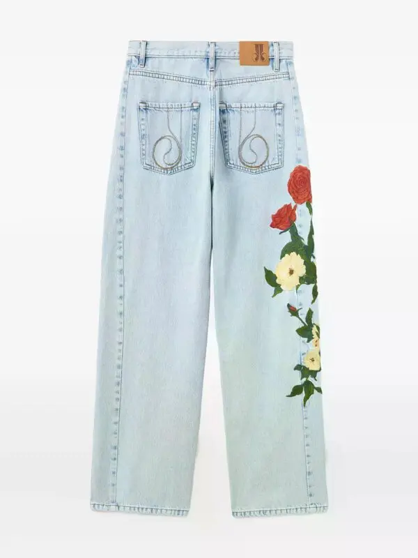 La DoubleJ Barrel Embroidered Floral Jeans