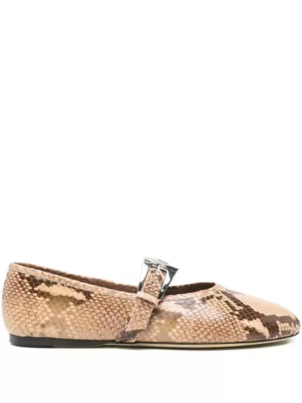 Paris Texas Sveva Snakeskin Buckle Ballet Flats