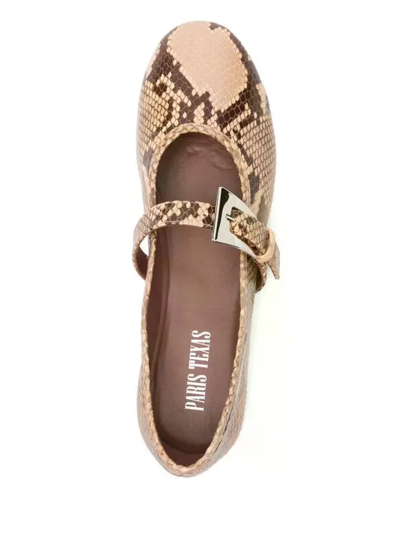 Paris Texas Sveva Snakeskin Buckle Ballet Flats