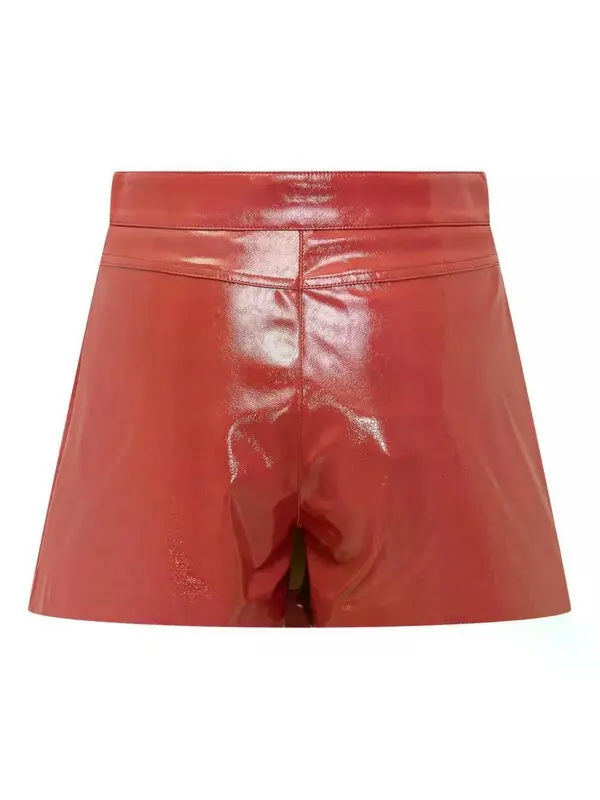 MSGM Patent Leather Asymmetric Skorts - Red