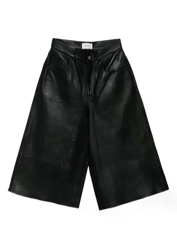 HAIKURE Leather Wide Leg Shorts
