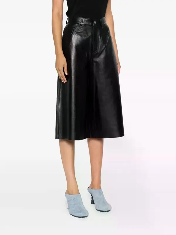 HAIKURE Leather Wide Leg Shorts