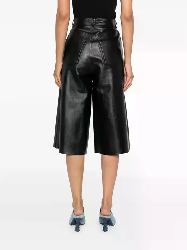 HAIKURE Leather Wide Leg Shorts