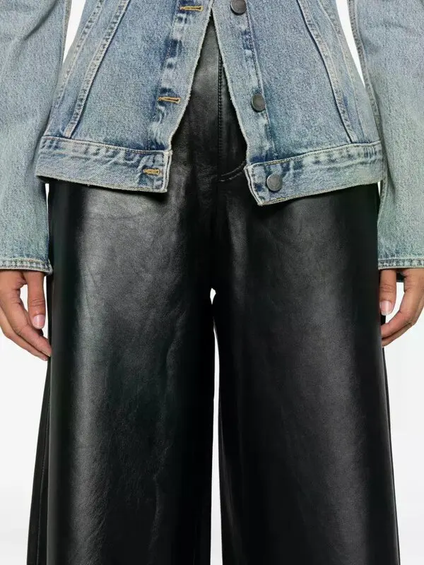 HAIKURE Leather Wide Leg Shorts