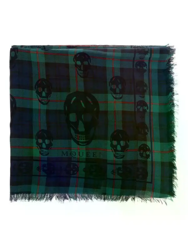 Alexander McQueen Skull-print Plaid Scarf