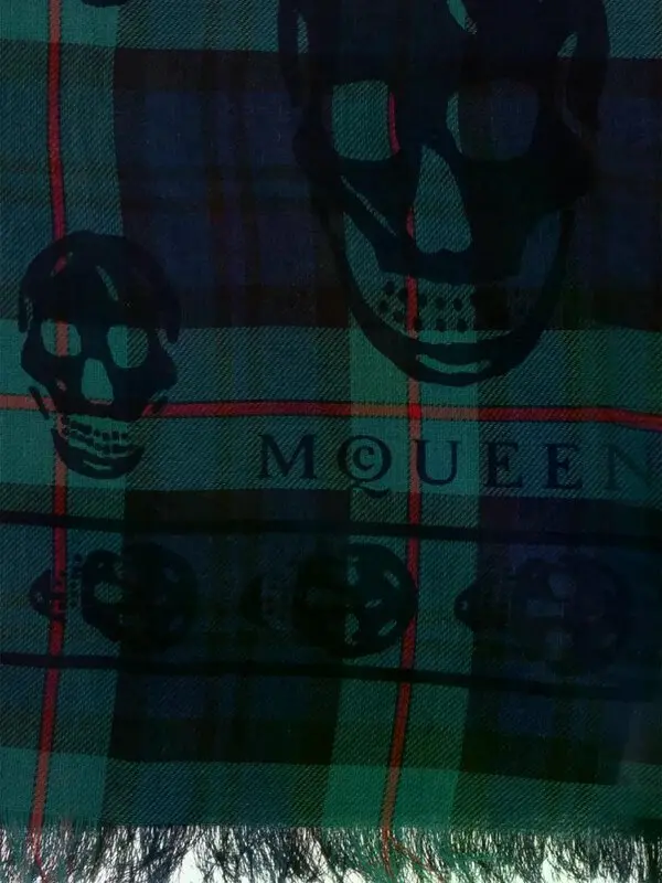 Alexander McQueen Skull-print Plaid Scarf