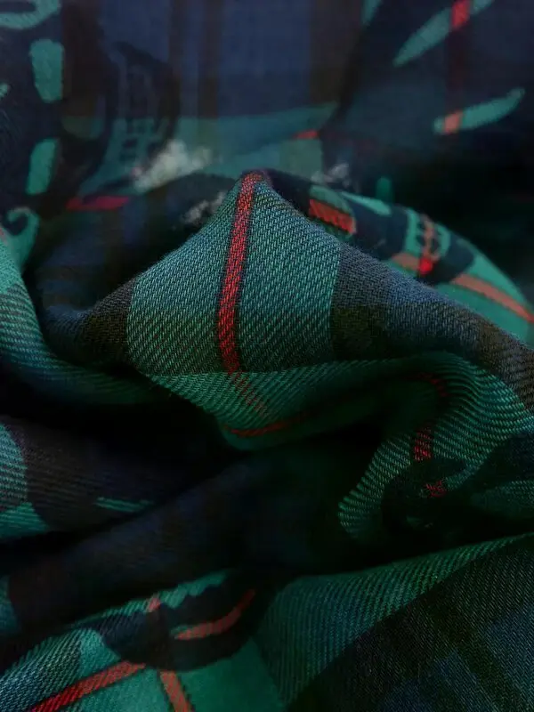 Alexander McQueen Skull-print Plaid Scarf