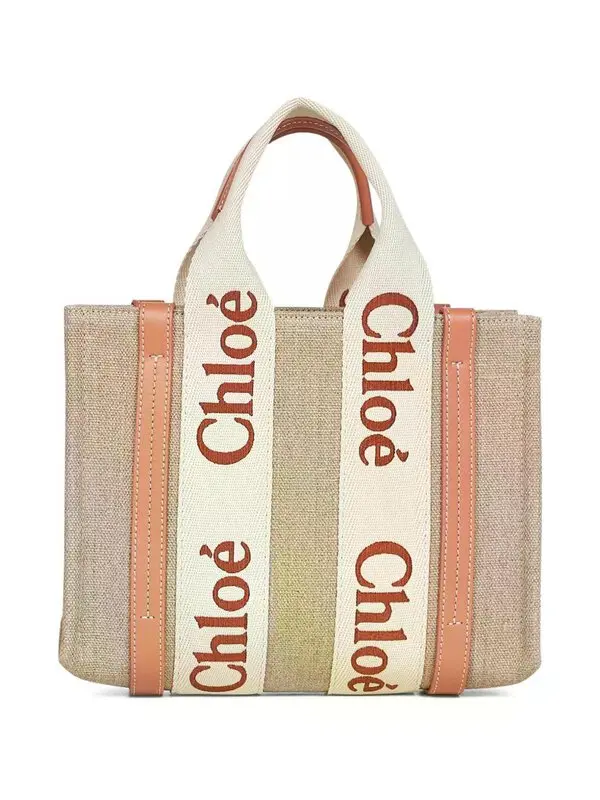 Chloé Woody Linen Tote Bag - Neutrals