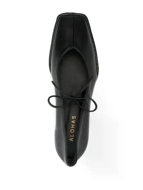 ALOHAS Sway Leather Ballerina Shoes - Black