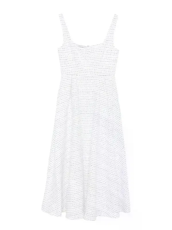 Alessandra Rich Striped Sleeveless A-line Dress - White
