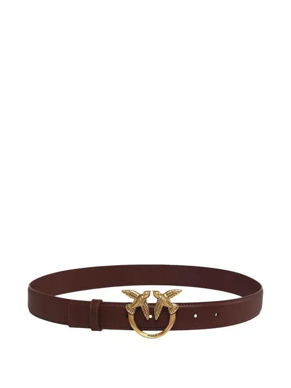 Pinko Love Birds Leather Belt - Brown