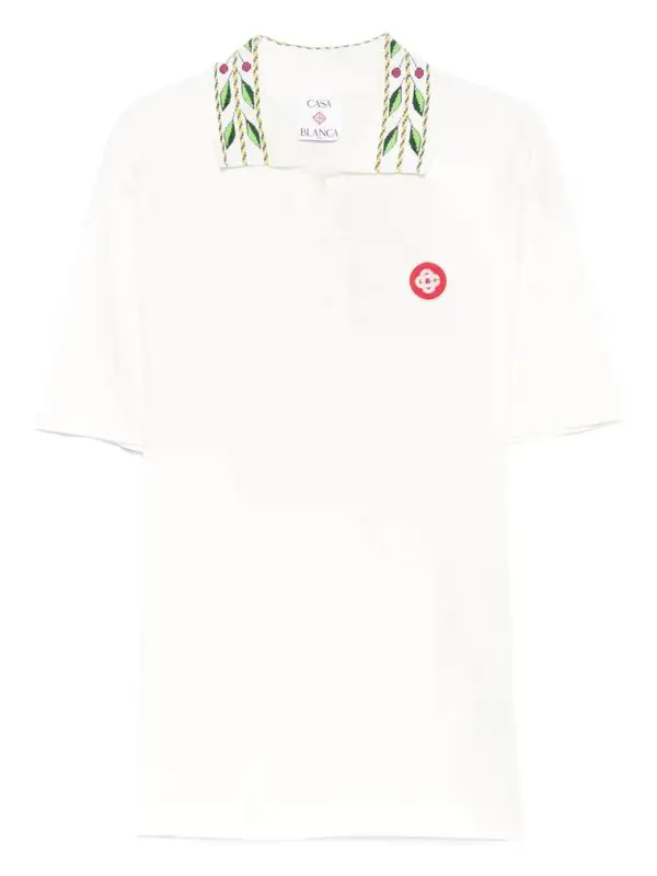 Casablanca Embroidered-collar Polo Shirt - White