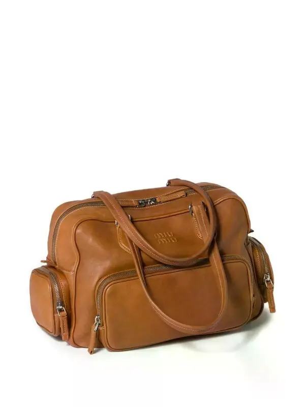 Miu Miu Washed Leather Tote Bag - Brown