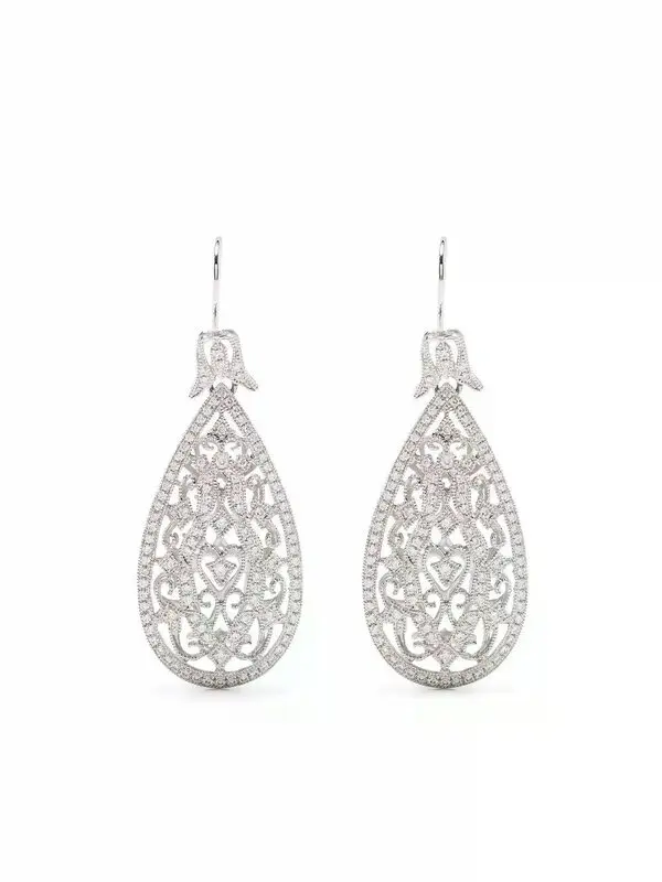 WOUTERS & HENDRIX 18kt White Gold Diamond Drop Earrings - Silver