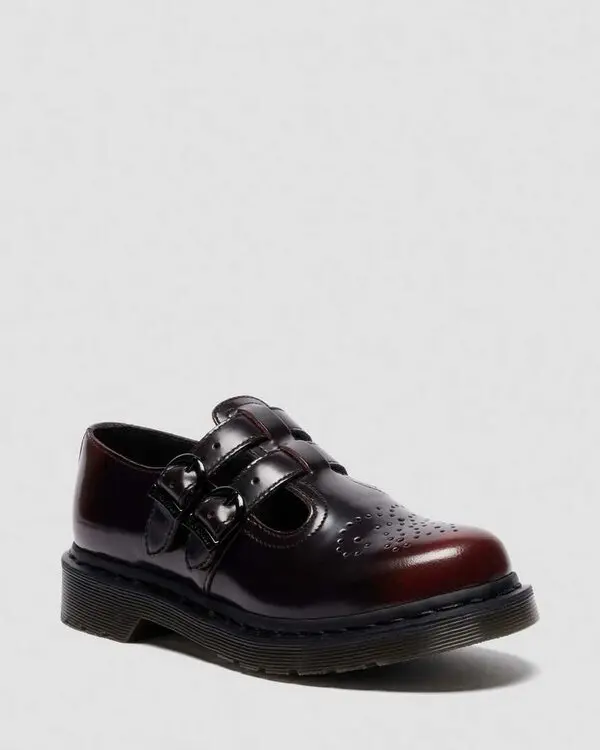Dr. Martens 8065 Arcadia Rub Off Leather Mary Jane Shoes - Red