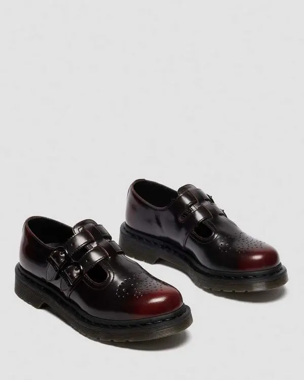 Dr. Martens 8065 Arcadia Rub Off Leather Mary Jane Shoes - Red