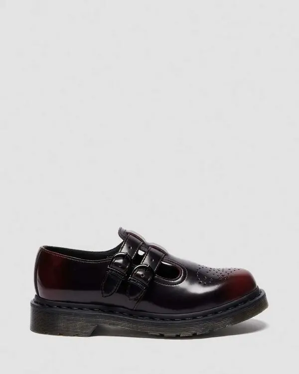 Dr. Martens 8065 Arcadia Rub Off Leather Mary Jane Shoes - Red