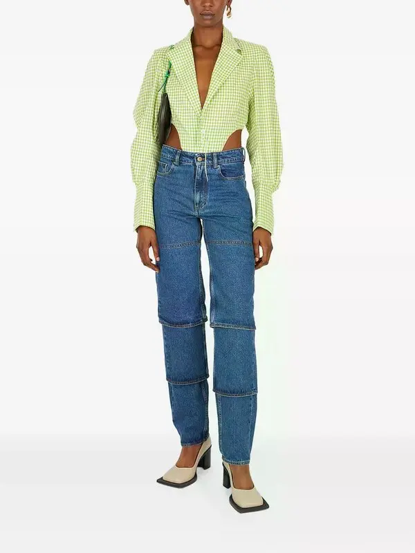 NINAMOUNAH Gingham Padded-shoulder Body