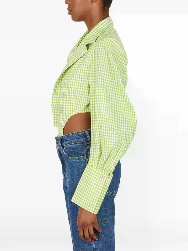 NINAMOUNAH Gingham Padded-shoulder Body