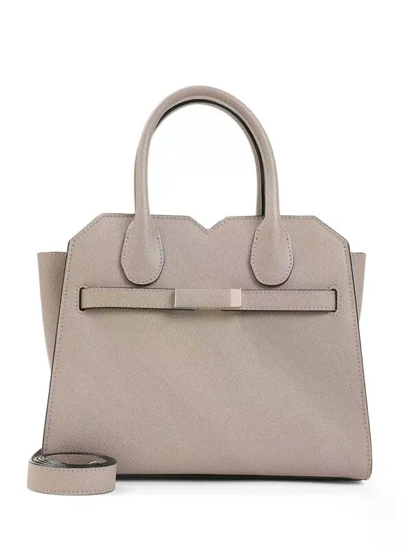 VALEXTRA Leather Bag With Bow Detail - Neutrals