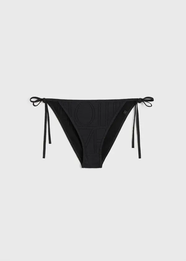 TOTEME Monogram Pointelle Bikini Bottom - Black