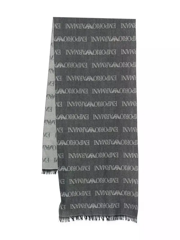 Emporio Armani Logo-pattern Scarf - Blue
