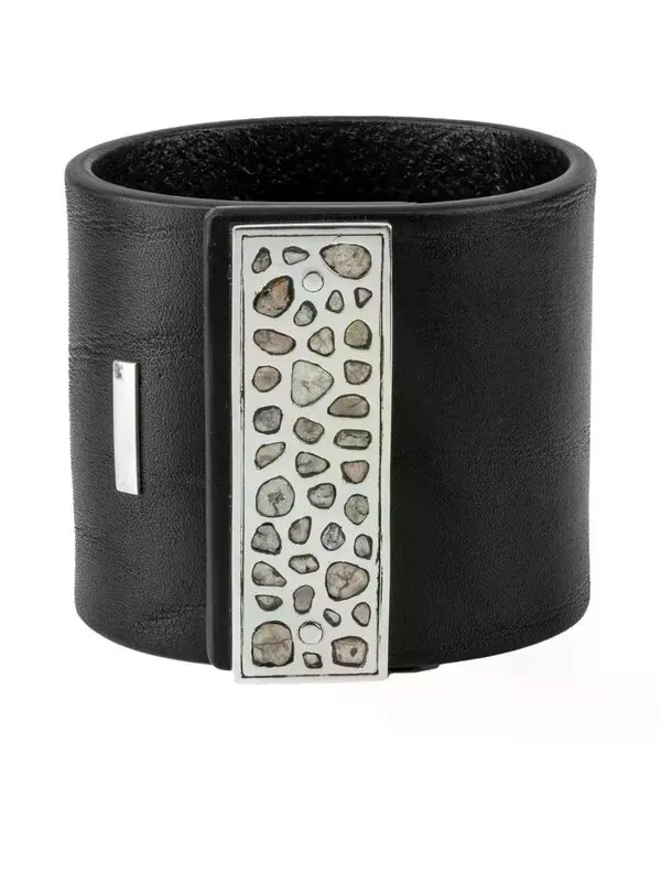 PARTS OF FOUR Sterling Silver And Diamond Strap Bracelet - Black