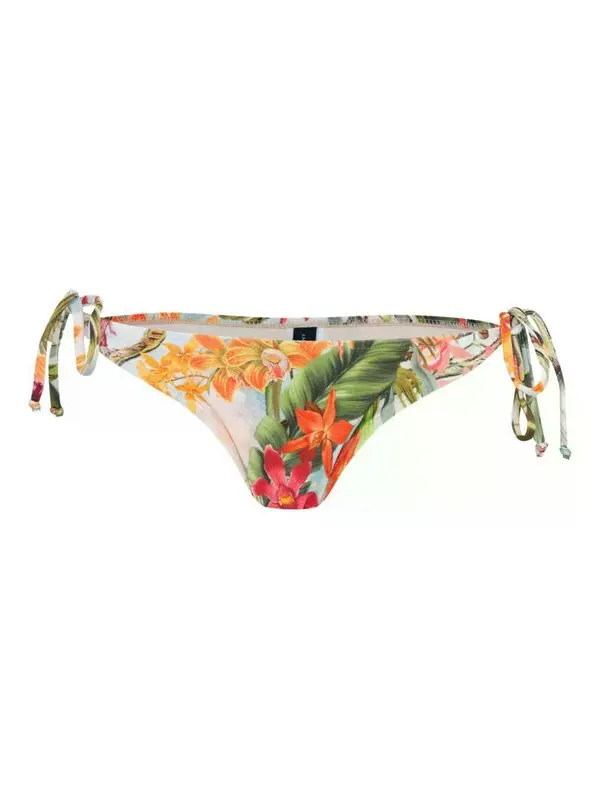 LYGIA & NANNY Tropical-print Tie-side Bikini Bottom - White
