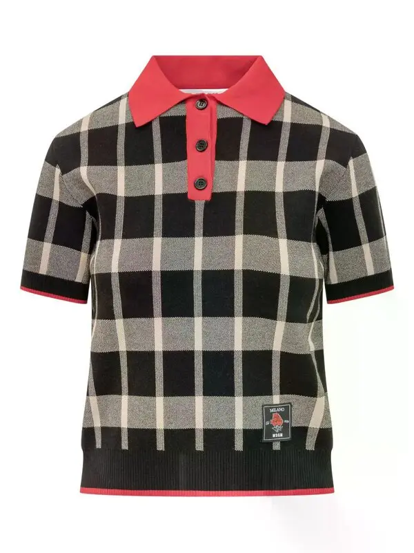 MSGM Checked Polo Top