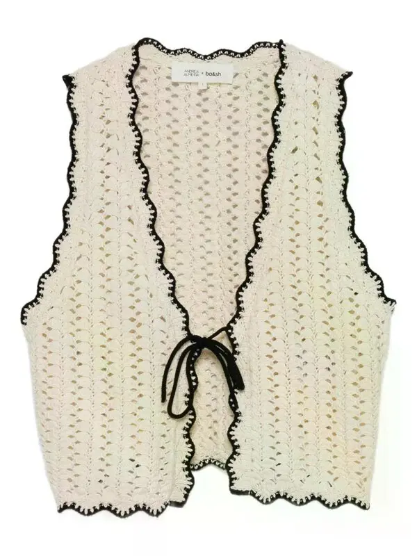 Ba&sh Crochet Tie-front Vest - White