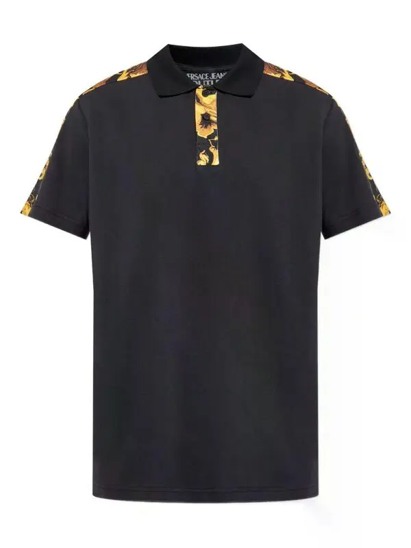 Versace Baroque-print Panel Polo Shirt