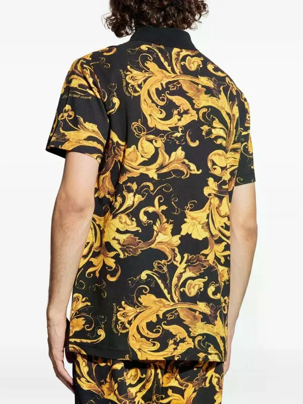 Versace Baroque-print Panel Polo Shirt