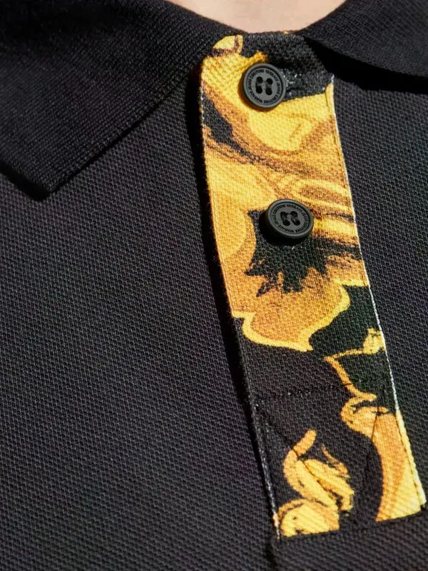 Versace Baroque-print Panel Polo Shirt