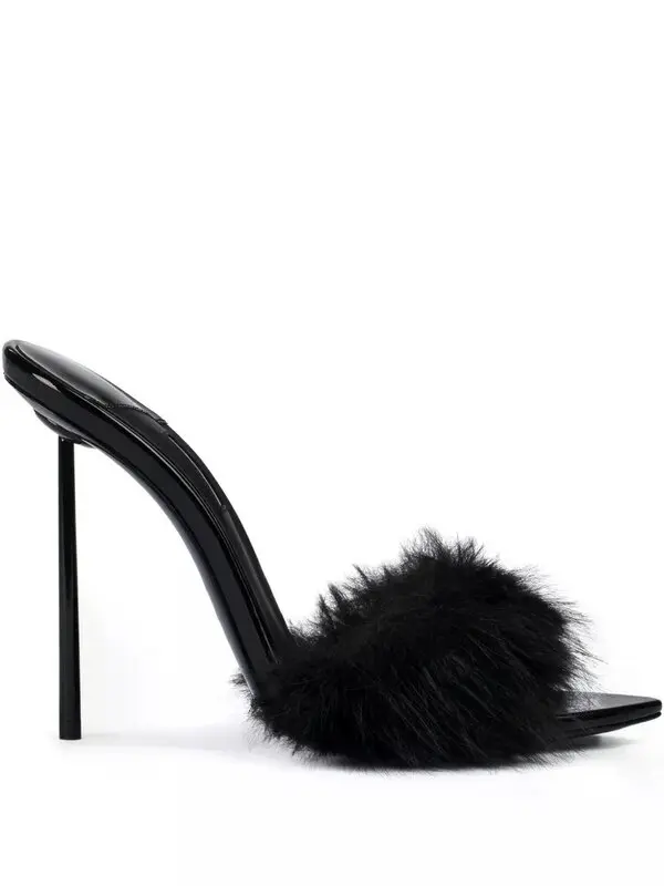 LE SILLA 120mm Bella Feathered Sandals - Black