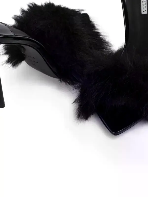 LE SILLA 120mm Bella Feathered Sandals - Black