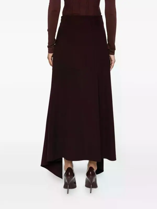 MUGLER Asymmetric Ruffled Skirt - Red