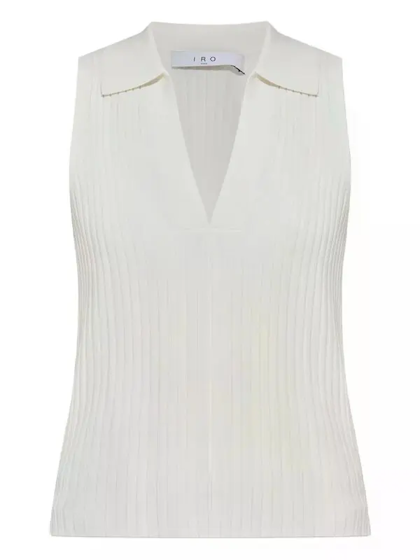 IRO PARIS Sleeveless Ribbed V-neck Top - White