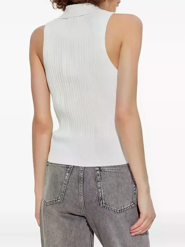 IRO PARIS Sleeveless Ribbed V-neck Top - White
