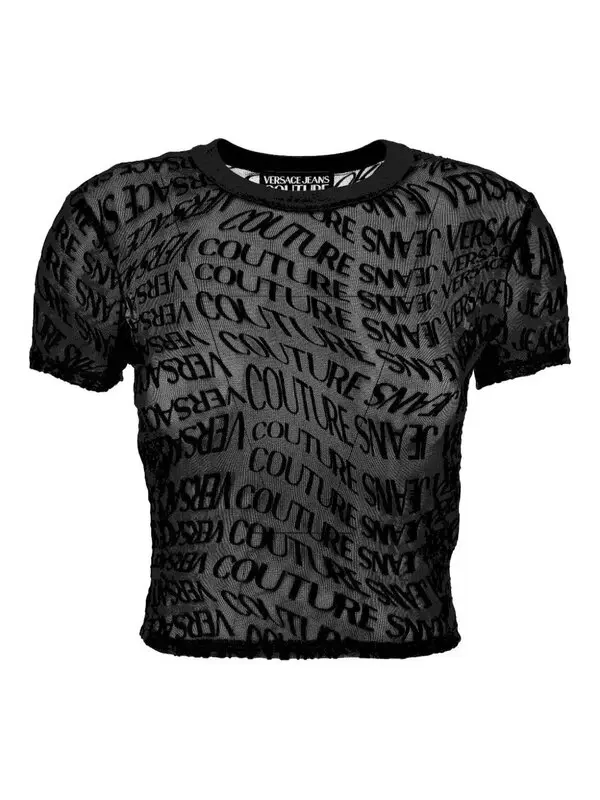 Versace Logo-print Mesh Top