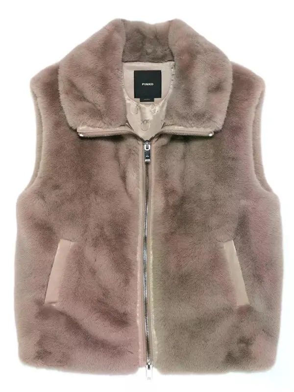 Pinko Faux-fur Zip-front Vest - Neutrals