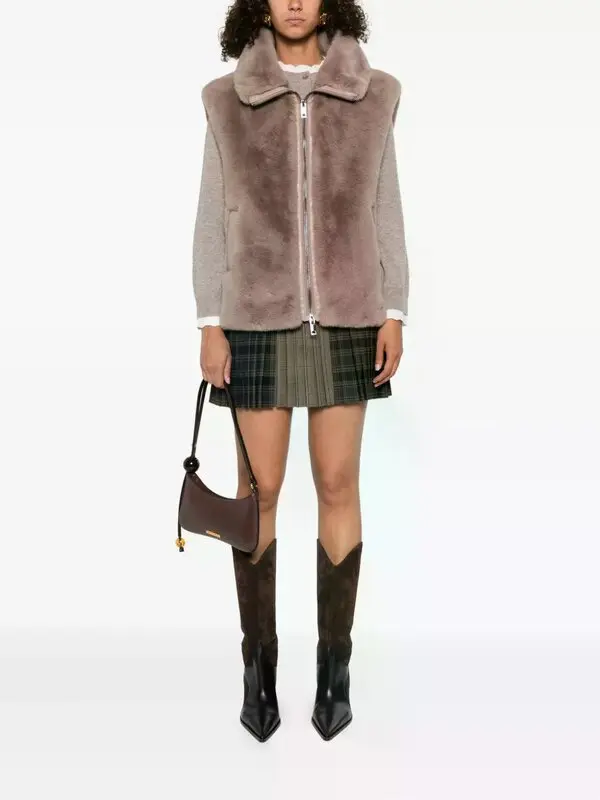 Pinko Faux-fur Zip-front Vest - Neutrals